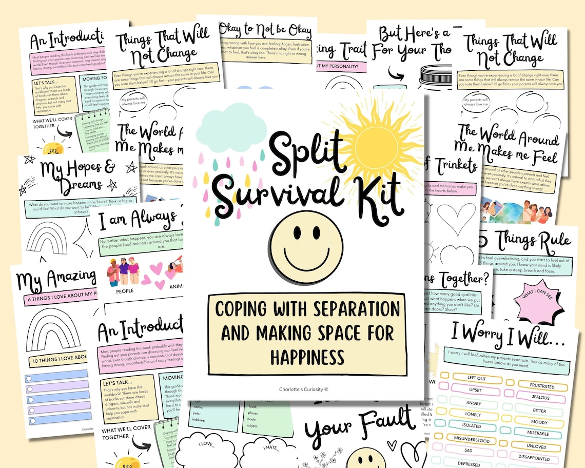 Divorce Worksheets for Kids, Separation Journal, Divorce Workbook ...