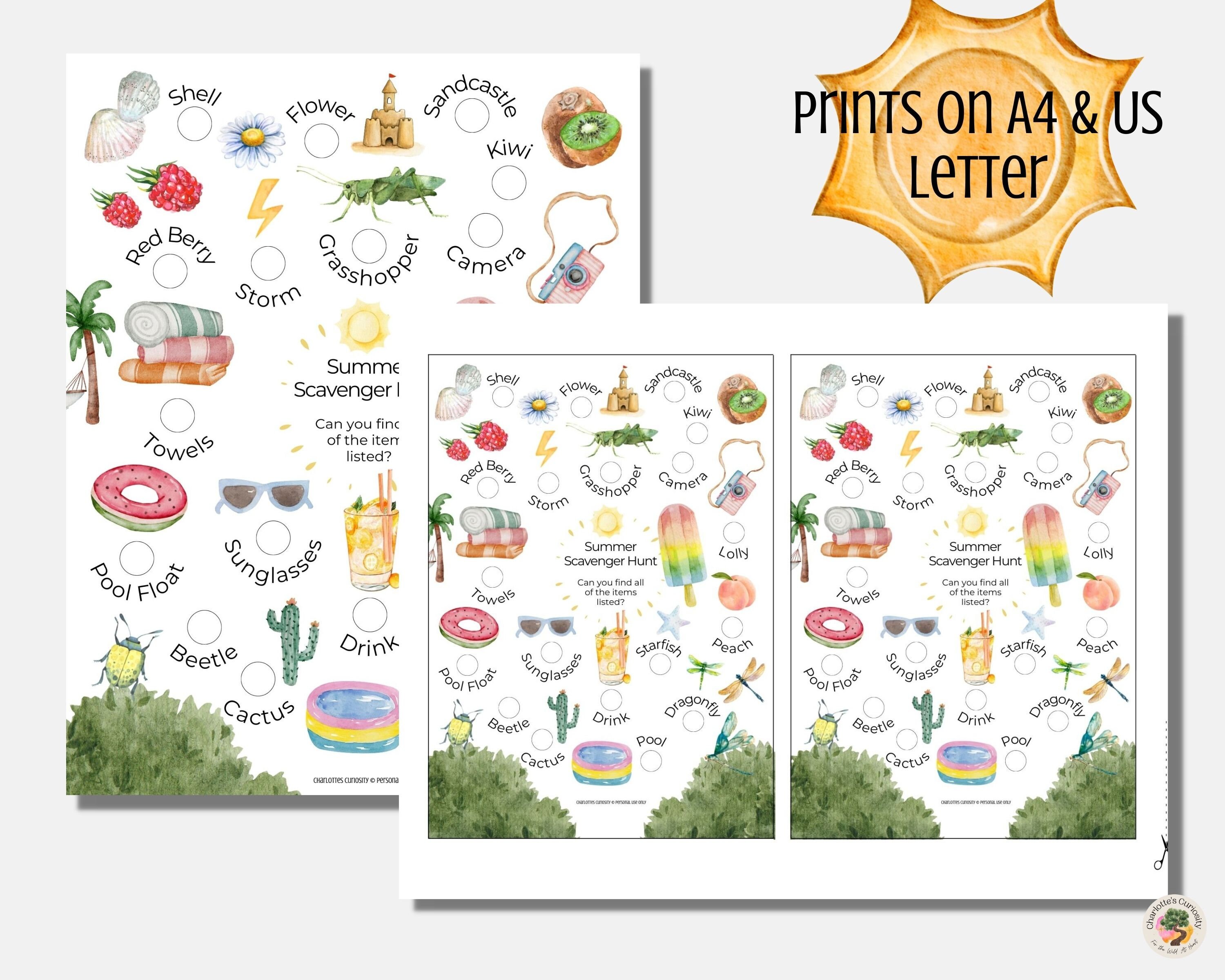 Summer Scavenger Hunt, Printable Outdoor Scavenger Hunt, Summer ...