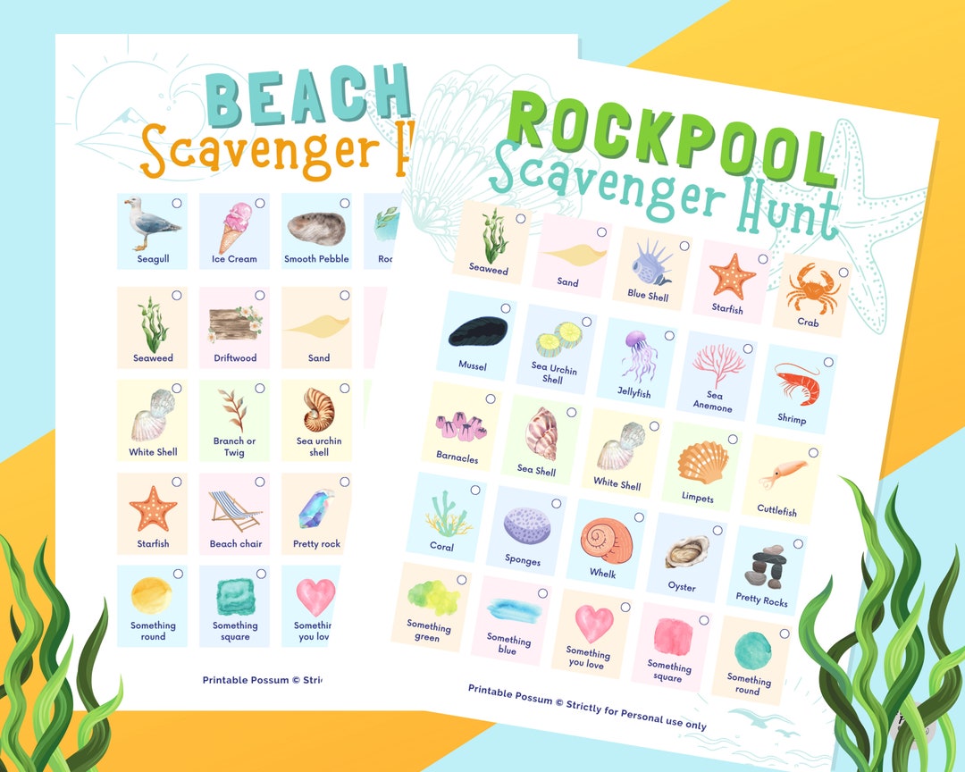 Beach Scavenger Hunt, Beach Treasure Hunt for Kids, Outdoor Treasure ...