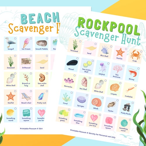 Beach Scavenger Hunt for Kids Summer Kids Activities and Kids - Etsy