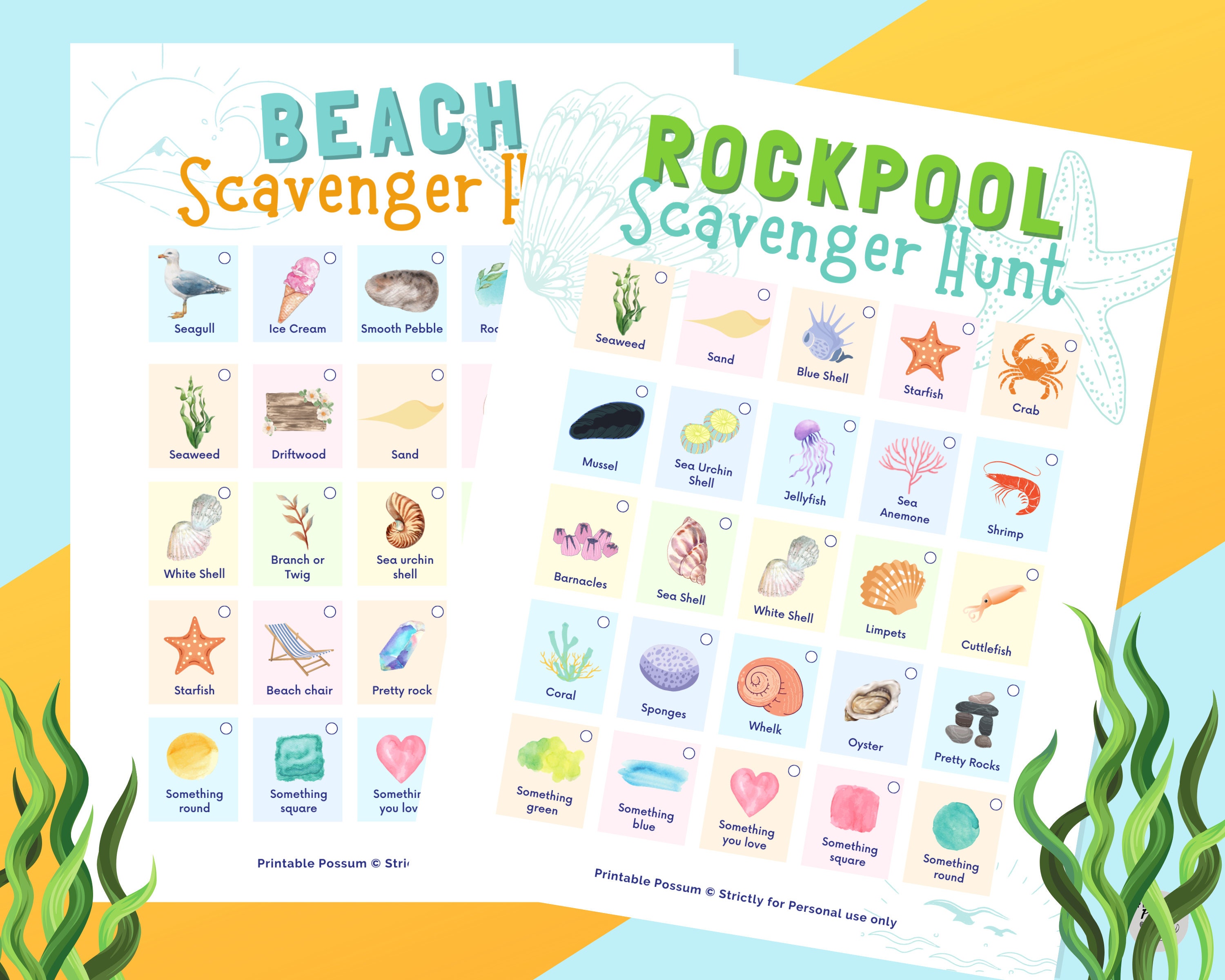 Beach Scavenger Hunt, Beach Treasure Hunt for Kids, Outdoor Treasure ...