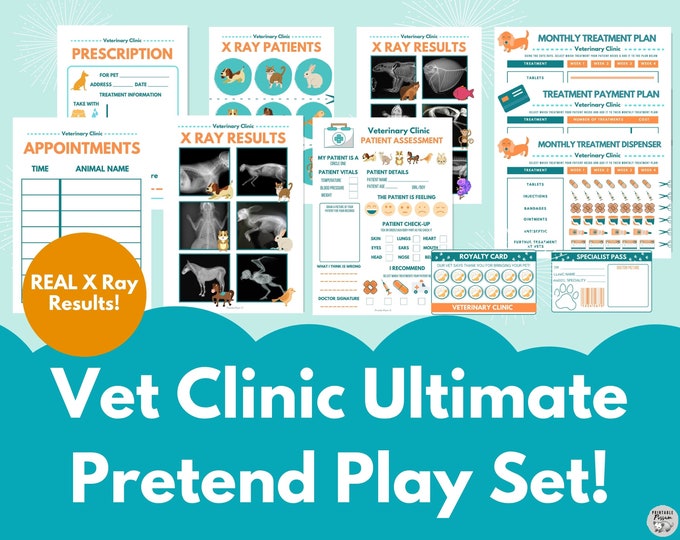 Vet Clinic Pretend Play Printable, Pretend Veterinary Set, Vet Dramatic ...