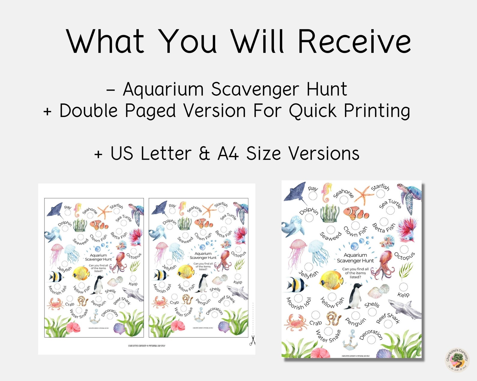 Printable Scavenger Hunt, Aquarium Scavenger Hunt, Under the Sea Party ...