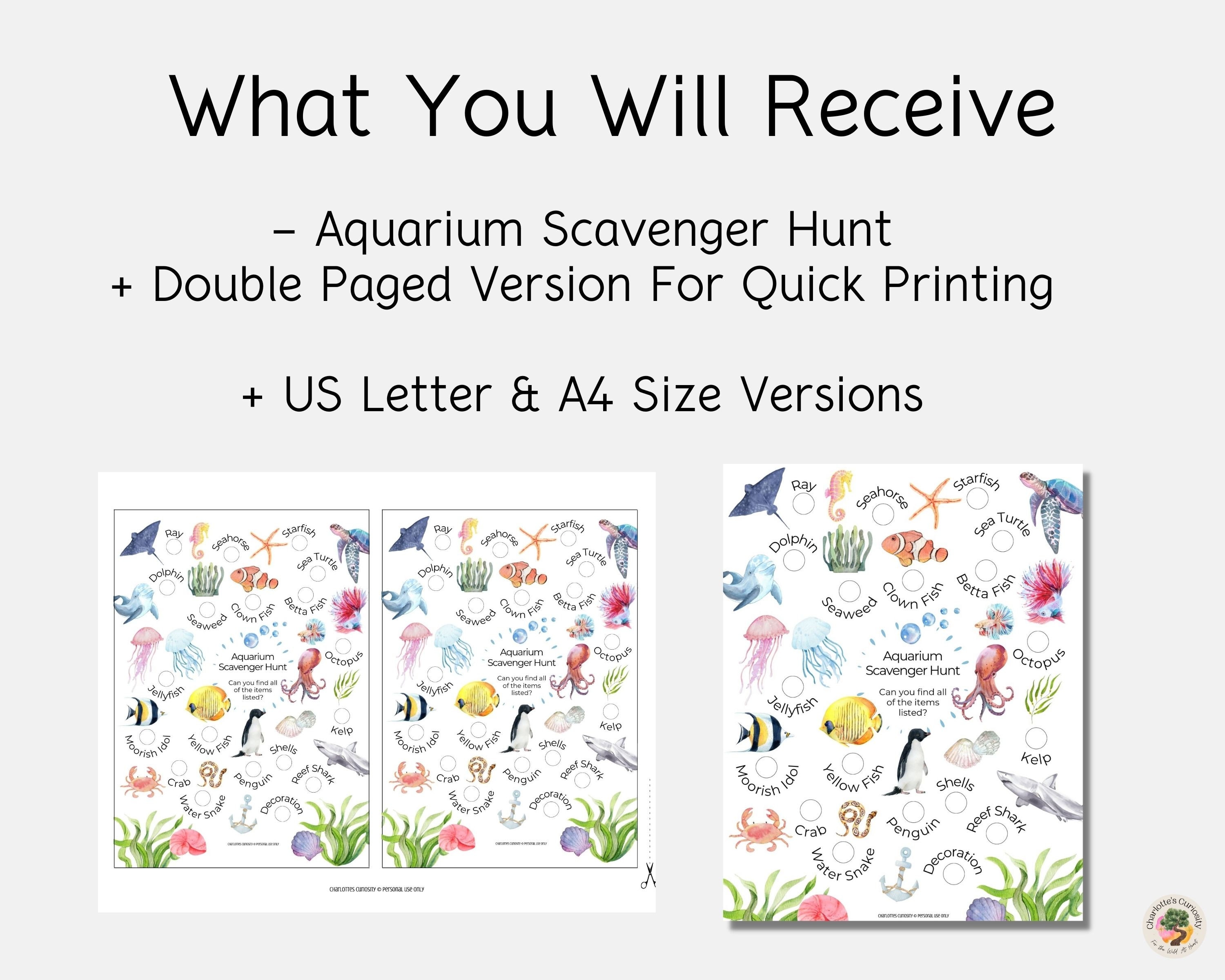 Printable Scavenger Hunt, Aquarium Scavenger Hunt, Under the Sea Party ...