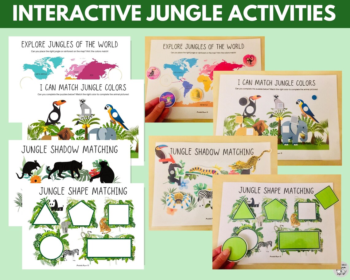 Jungle Animal Busy Book, Busy Book Printable, Printable Busy Book ...