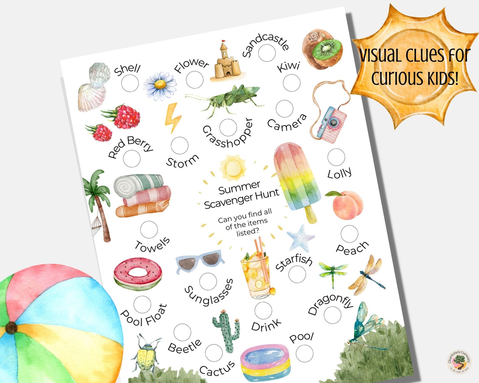 Summer Scavenger Hunt, Printable Outdoor Scavenger Hunt, Summer ...