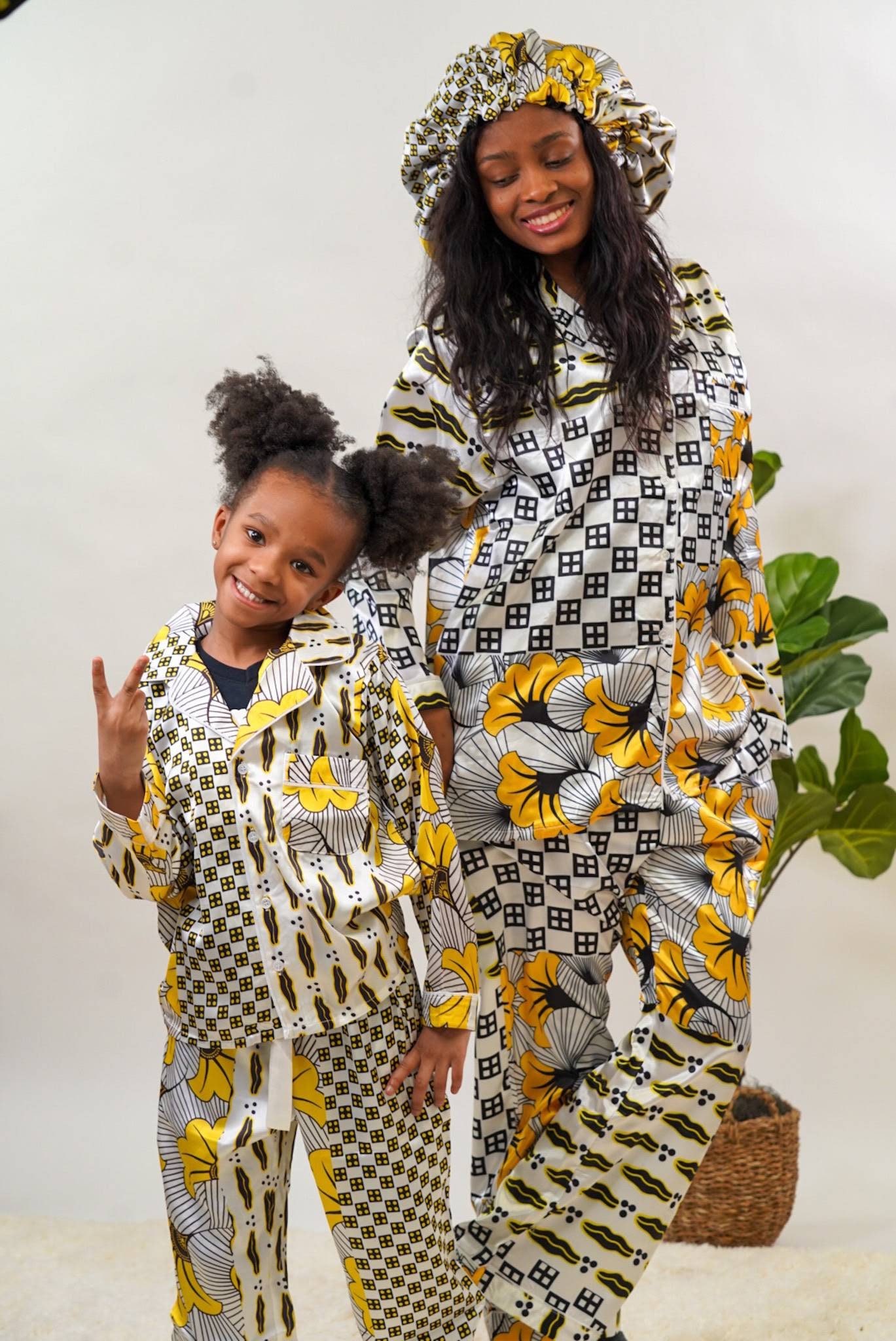 African print robe African print satin pajamas set Ankara - Etsy Nederland
