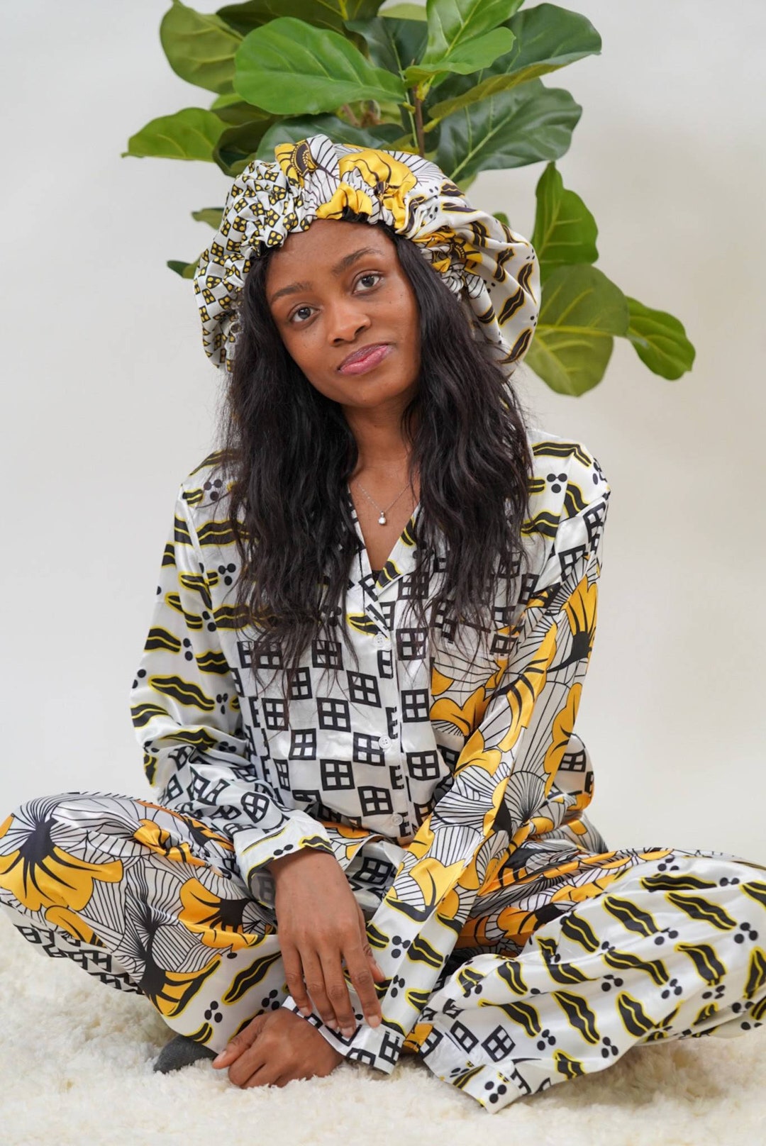 African print robe African print satin pajamas set Ankara - Etsy Nederland