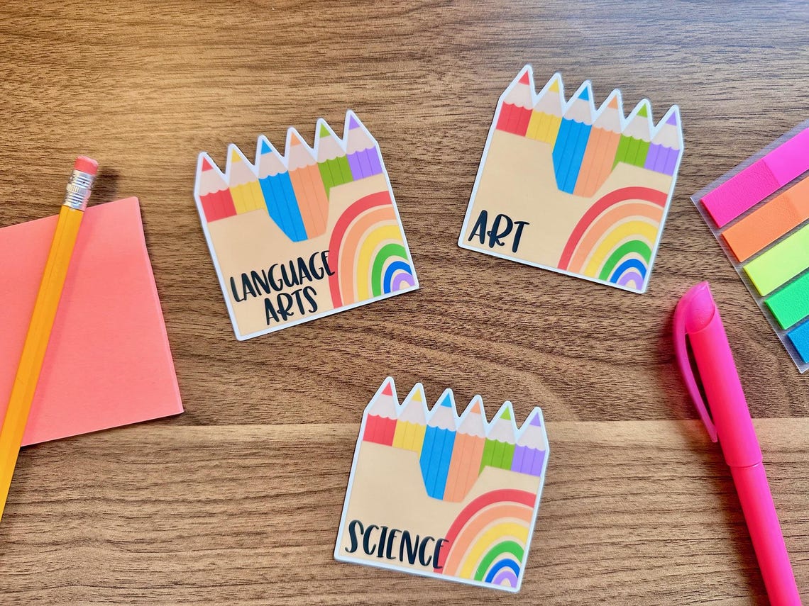 School Subject Labels; Waterproof School Subject Labels; Set of 8 ...