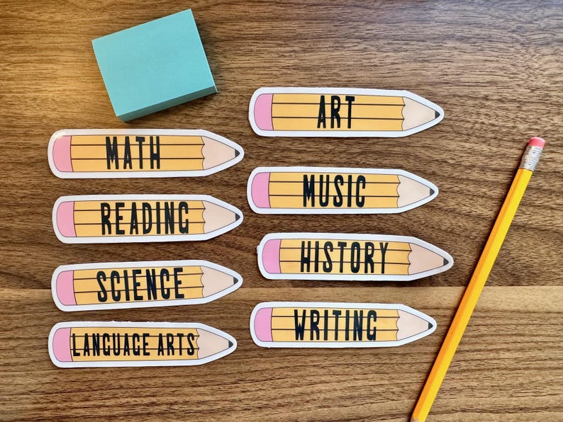 Waterproof School Subject Labels; School Subject Labels; Set of 8 ...