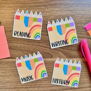 School Subject Labels; Waterproof School Subject Labels; Set of 8 ...