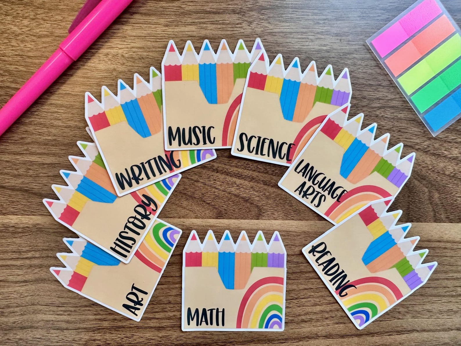 School Subject Labels; Waterproof School Subject Labels; Set of 8 ...