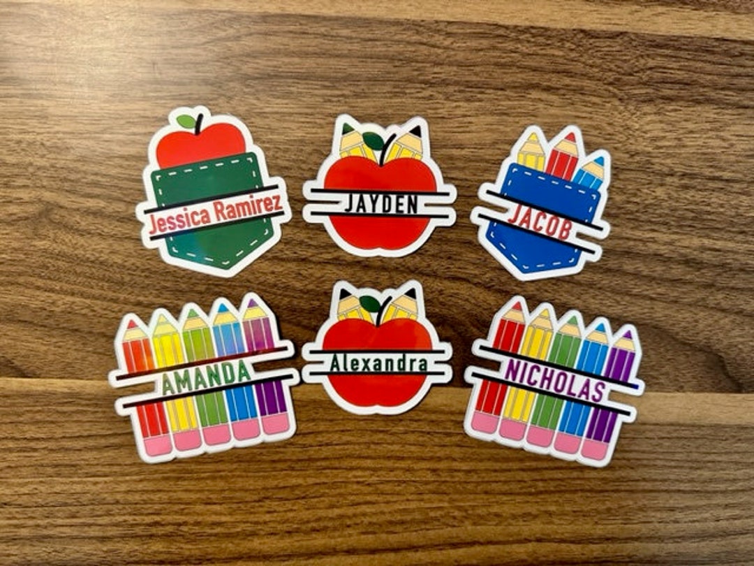 Custom Vinyl Sticker Name Labels; School Waterproof Vinyl Sticker Name ...