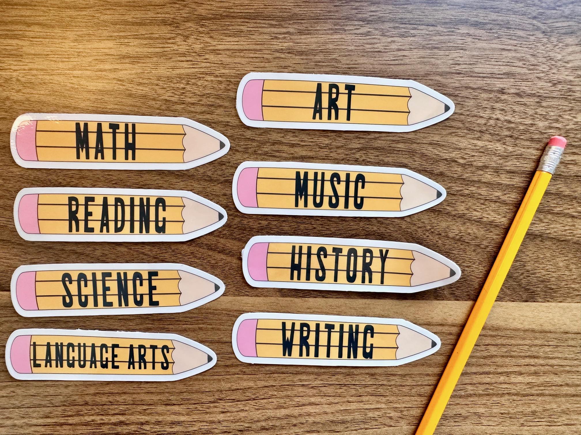 Waterproof School Subject Labels; School Subject Labels; Set of 8 ...