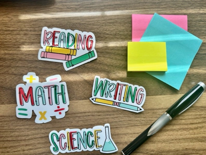 Set of 4 School Subject Labels; Homeschooling Sticker Labels; Folder ...