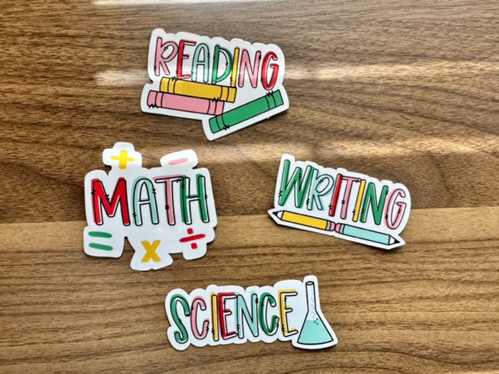 Set of 4 School Subject Labels; Homeschooling Sticker Labels; Folder ...