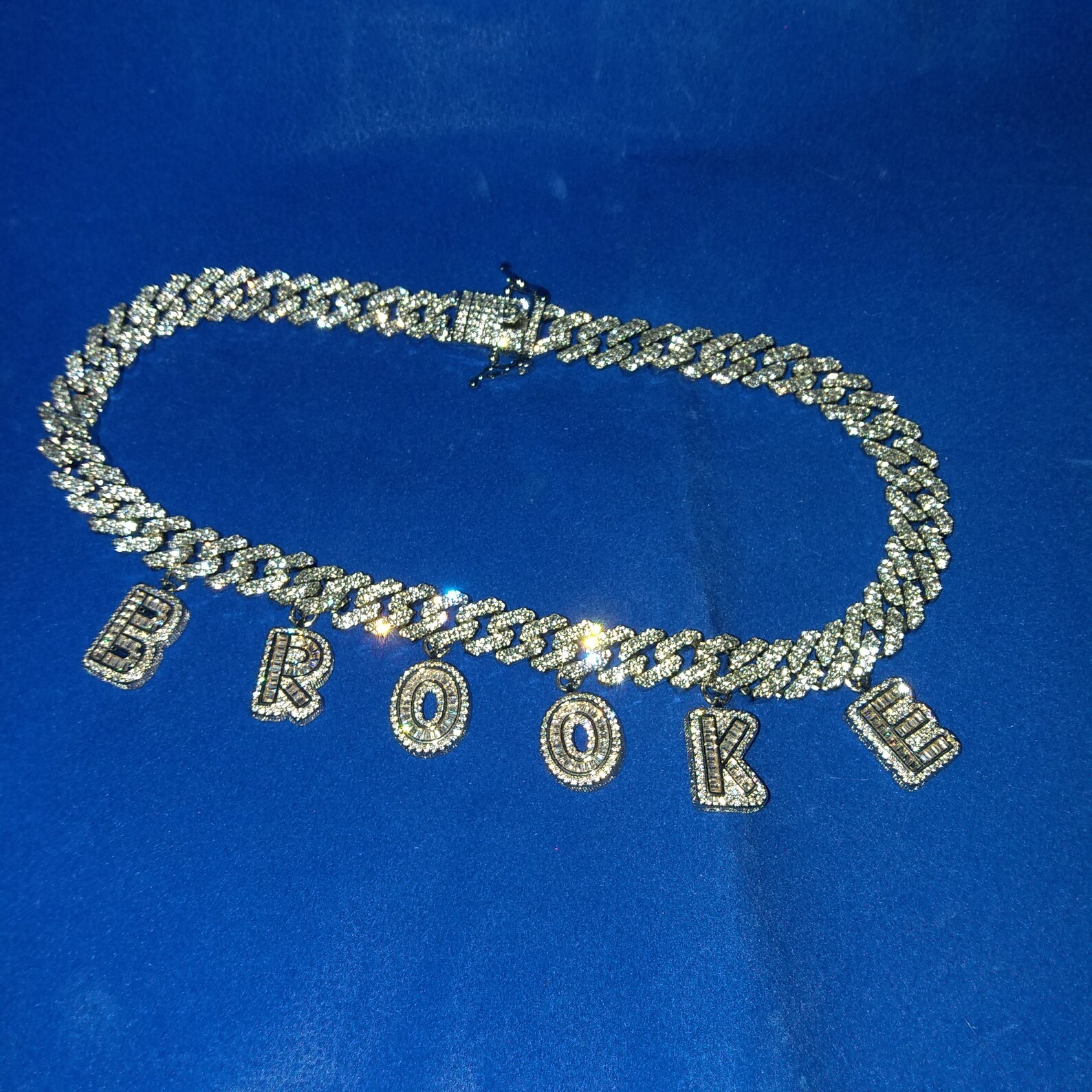 Icy Cuban Choker Chain Initial Baguette Letters | Etsy