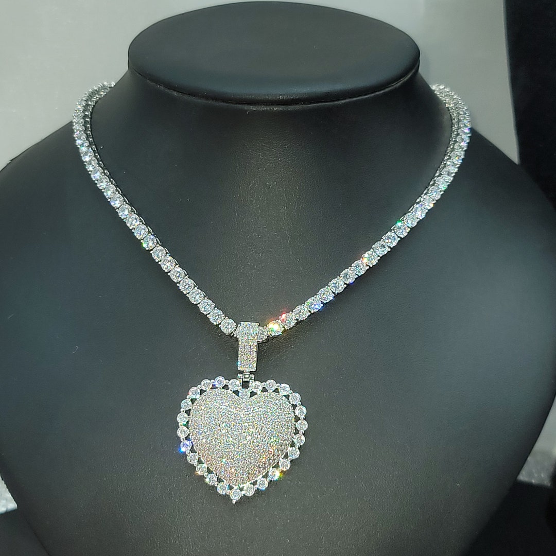 Bling Icy Big Cubic Zirconria Diamond Pendant Necklace With - Etsy