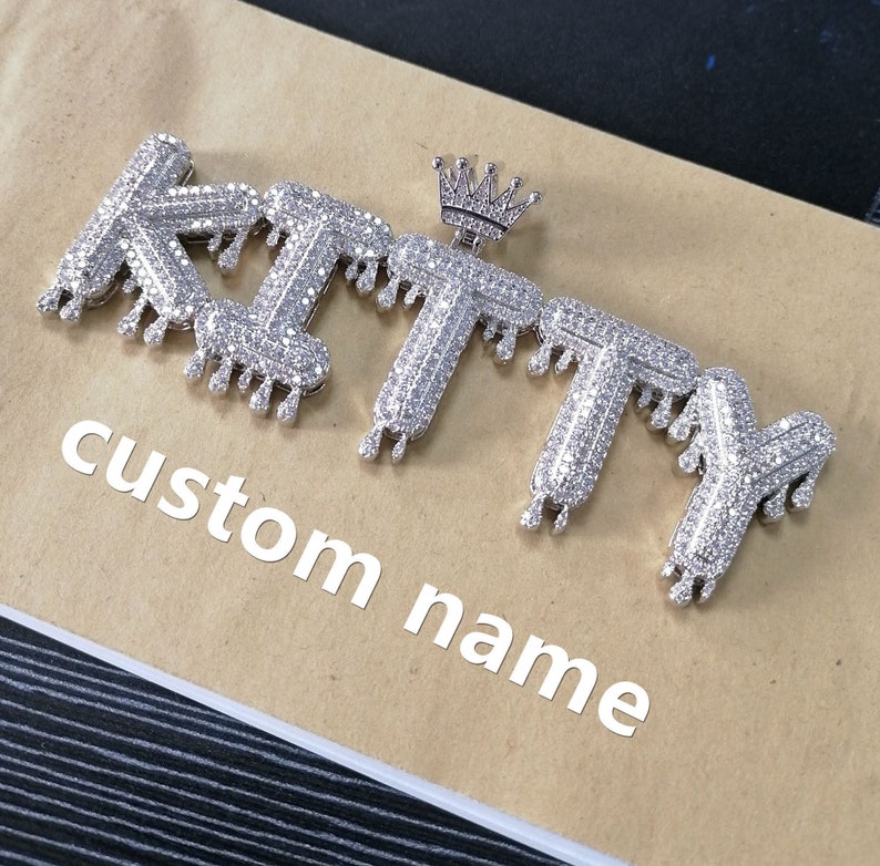 Hip Hop Custom Crown Bail Bubble Letter Necklace Chaincustom - Etsy