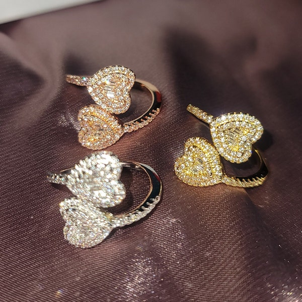 Iced Out Heart Ring - Etsy