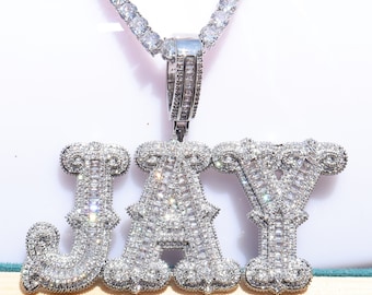 Diamond Name Necklace Custom Bling Necklace Diamond Letter - Etsy