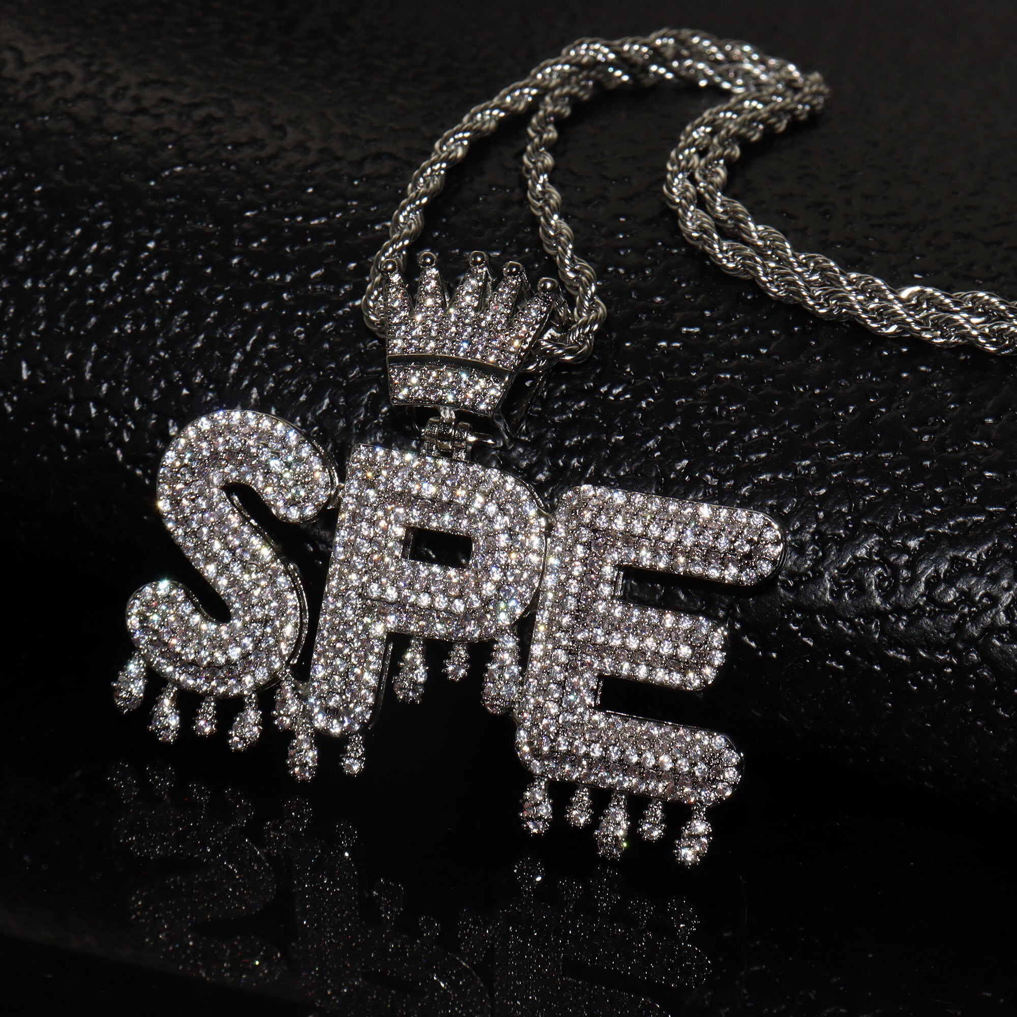 Custom Iced Out Word/name Pendants Chainicy Drip Bubble | Etsy