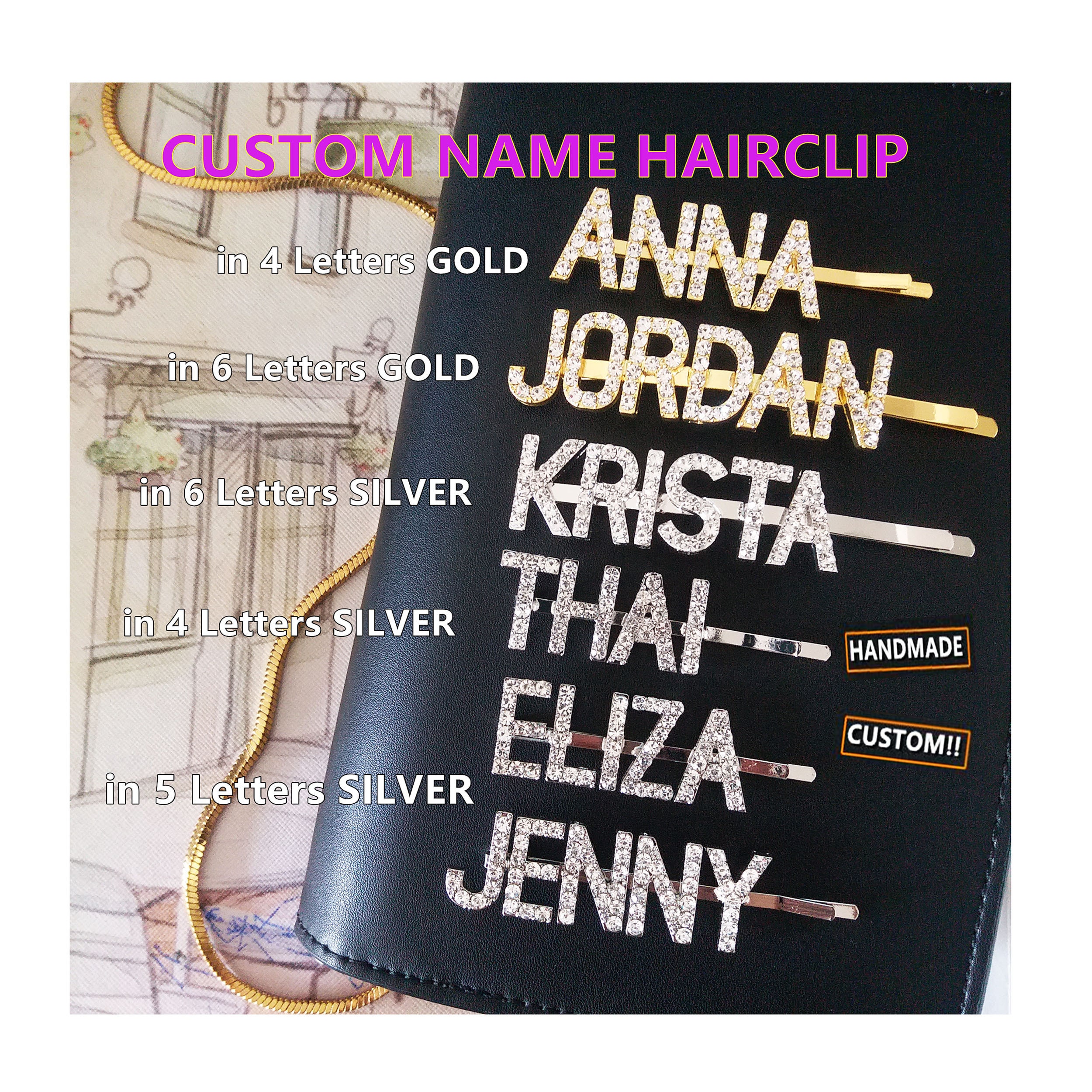 Personalized Name Hair Clipscustom Word Hair Clipcustom | Etsy Canada