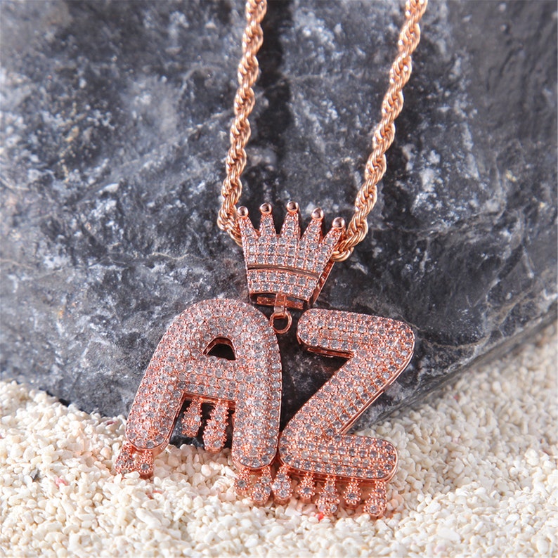 Hip Hop Custom Crown Bail Bubble Letter Necklace Chaincustom - Etsy