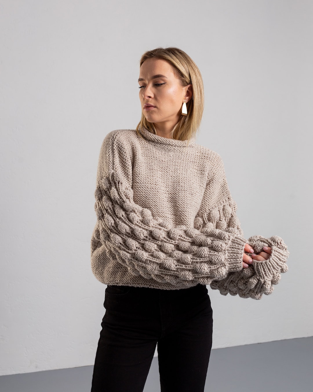 Crochet Pastel Merino Alpaca Wool Fall Sweater Women, Chunky Cable Knit ...