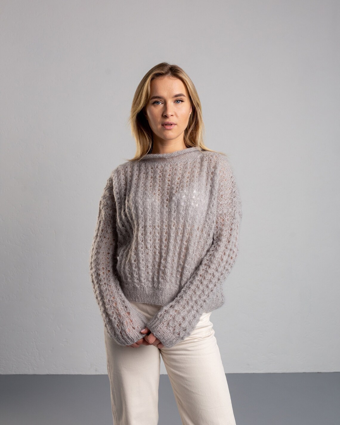 Crochet Mohair Sweater Women, Chunky Knit Sweater, Mohair Pullover ...