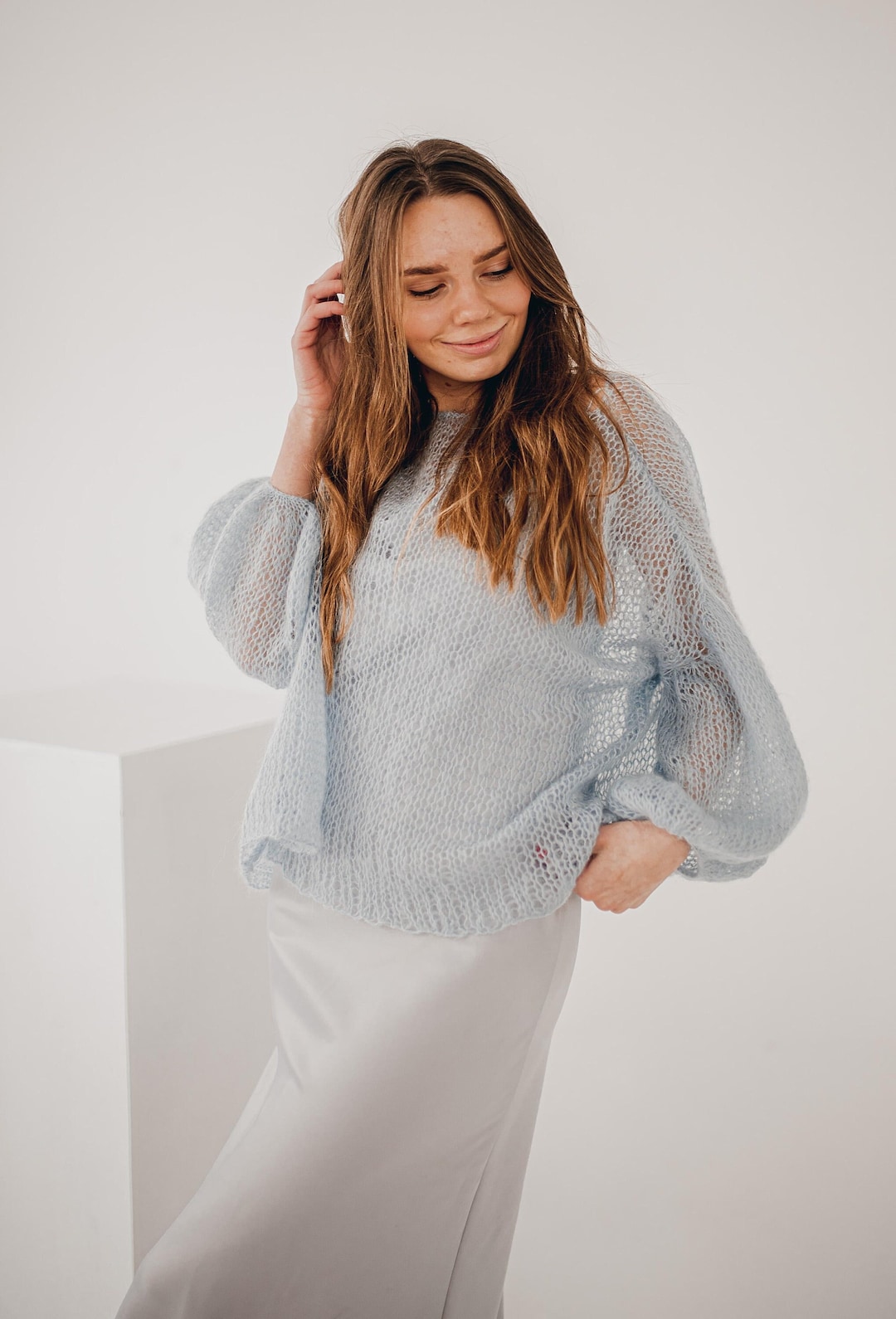 Boho Loose Knit Sweater Women, Oversized Spring Mohair Sweater ...