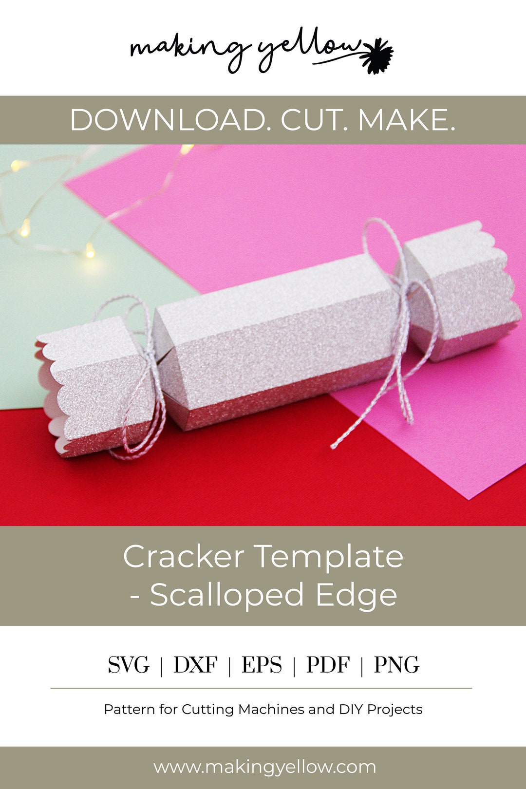Cracker With Scalloped Edge SVG, Christmas Cracker Template, Cracker ...