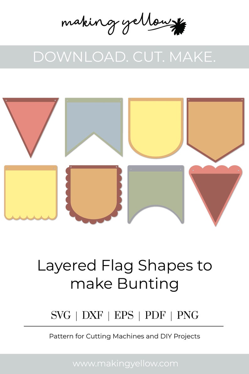 Flag Shapes for Bunting, Flag Templates, Scalloped Flag, Layered Flag ...