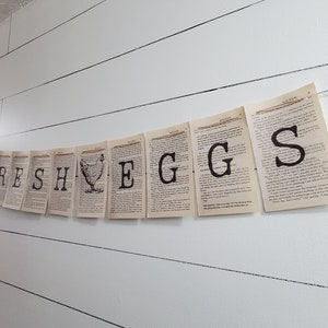 Farmhouse Banner, Farmhouse Garland, fresh Eggs, Bunting Banner ...
