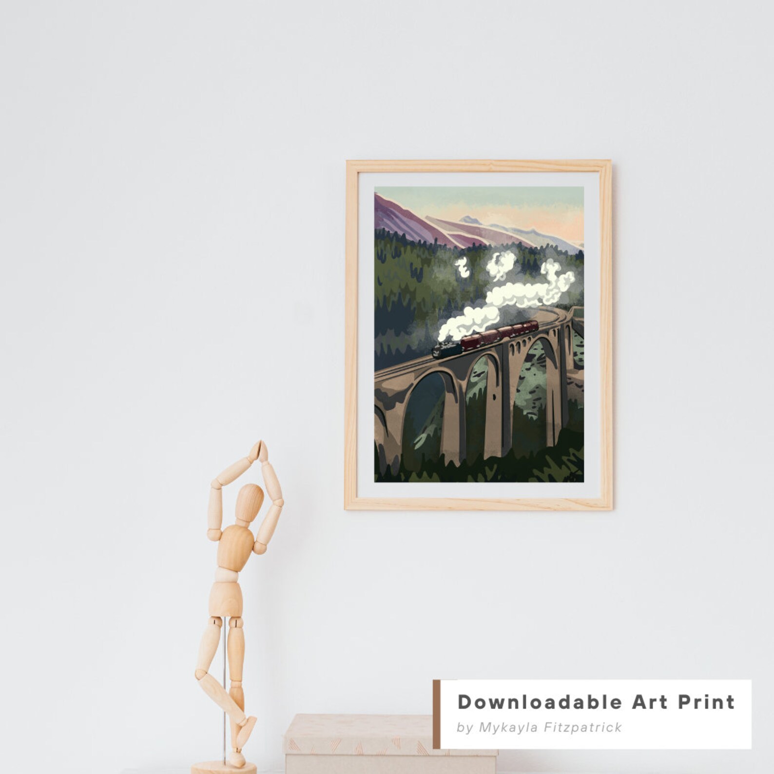 Instant Downloadable Original Train Postcard Art Print - Etsy
