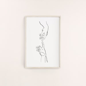 Hands Line Art Minimal Art Digital Wall Art Contemporary Art Printable ...