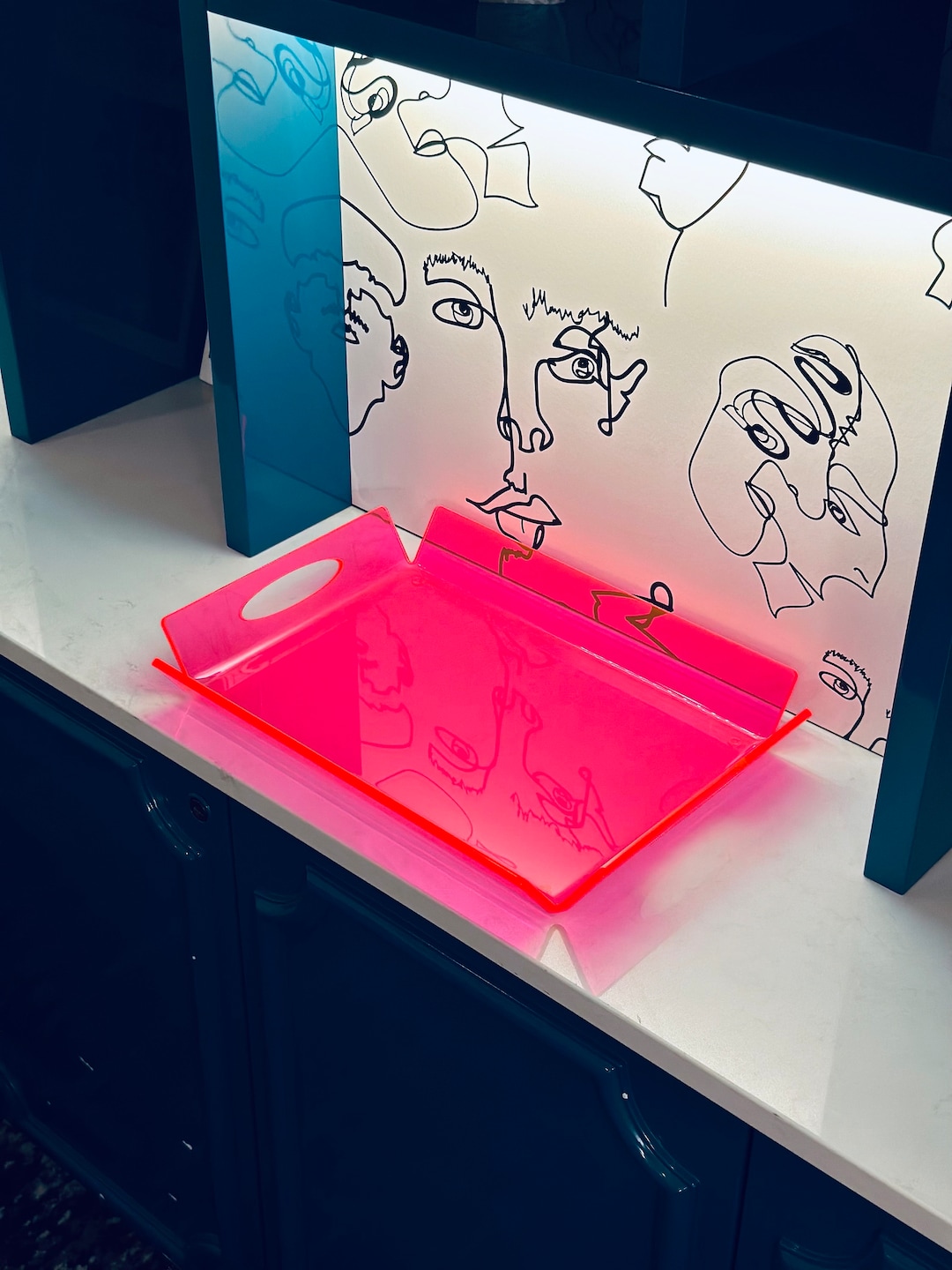 Contemporary Decorative Acrylic Rectangular "mini" Tray - Neon Pink ...