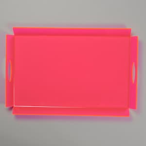 Contemporary Decorative Acrylic Rectangular Large Tray - Neon Pink ...