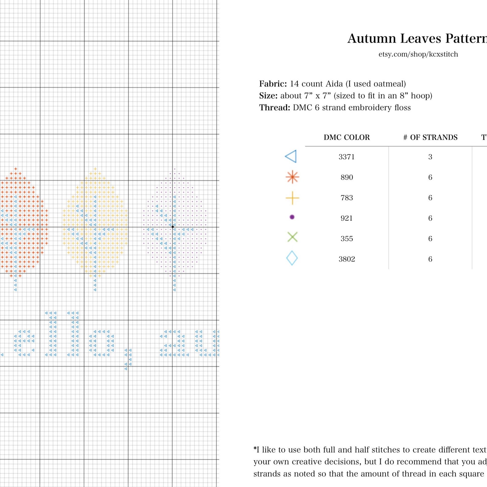 Autumn Leaves Cross Stitch Pattern - Etsy
