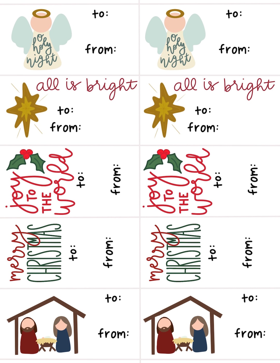 Christmas Gift Tags Digital Download, Christian Gift Tags - Etsy