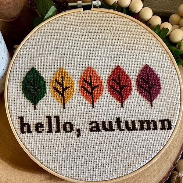 Leaves Cross Stitch - Etsy