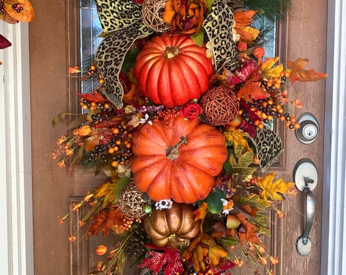 Fall Swag, Fall Pumpkin Swag, Harvest Wreath, Autumn Wreath, Pumpkin Swag, Pumpkin Patch Wreath ...