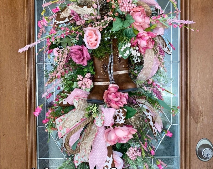 Shabby Chic Rodeo Wreath, Rodeo Swag, Western Wreath, Rustic Swag ...