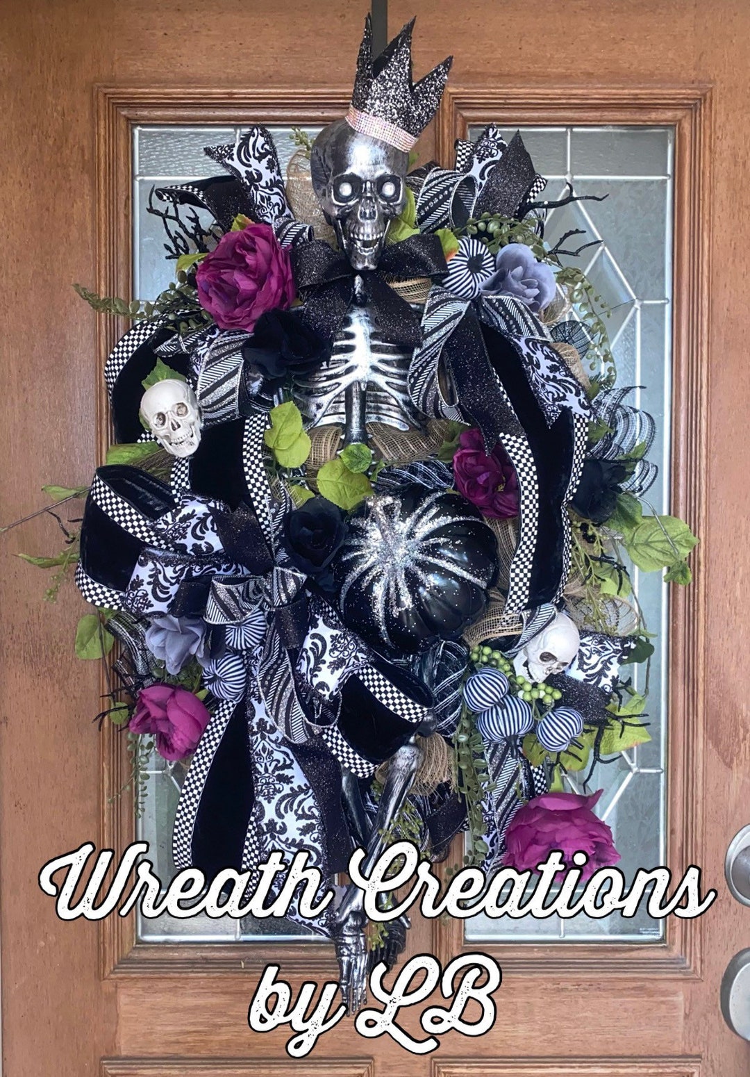 Skeleton Wreath, Romantic Skeleton Wreath, Skeleton Halloween Wreath ...