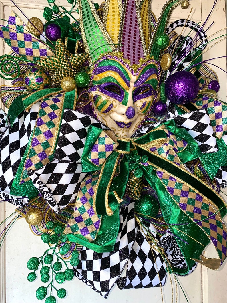 Mardi Gras Wreath, Mardi Gras Mask Wreath, Mardi Gras Decor, New ...