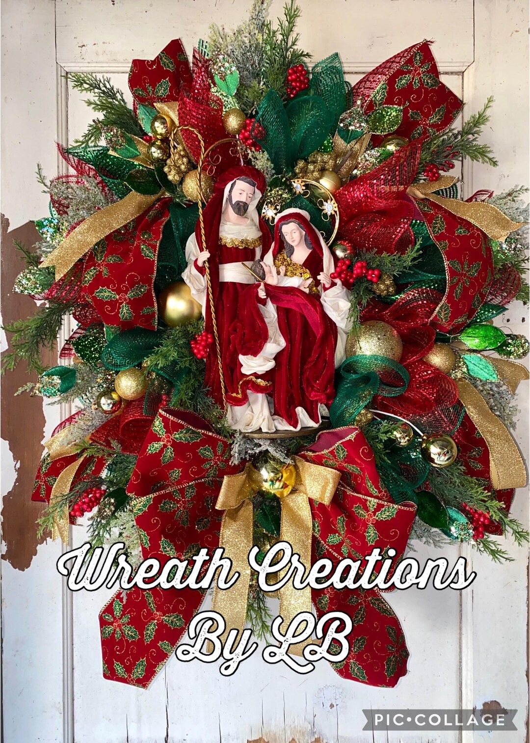 Holy Family Wreath, Religious Wreath, Jesus Wreath, Christmas Wreath, Holiday Wreath, Nativity ...