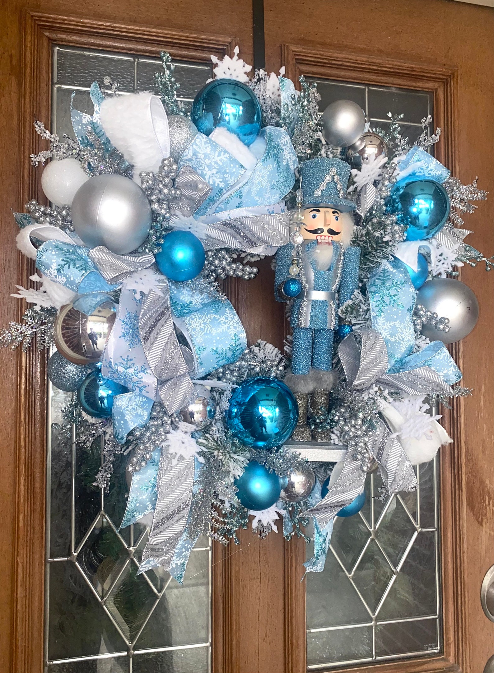 Blue Nutcracker Wreath Nutcracker Wreath Blue Silver - Etsy