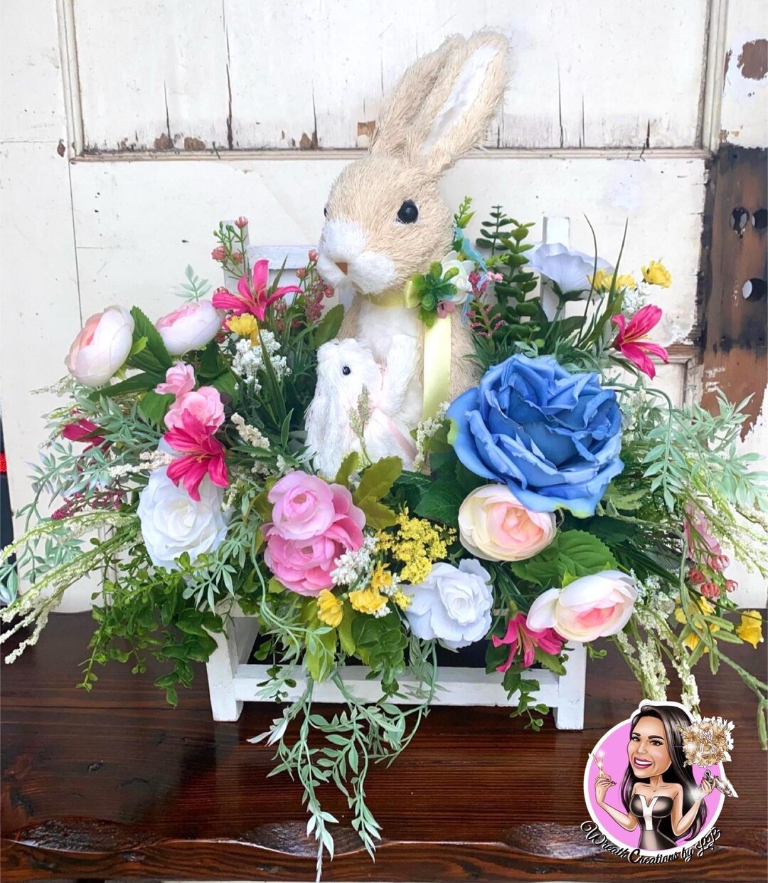 Handmade Bunny Floral Centerpiece: Rustic Farmhouse Easter Decor - Etsy