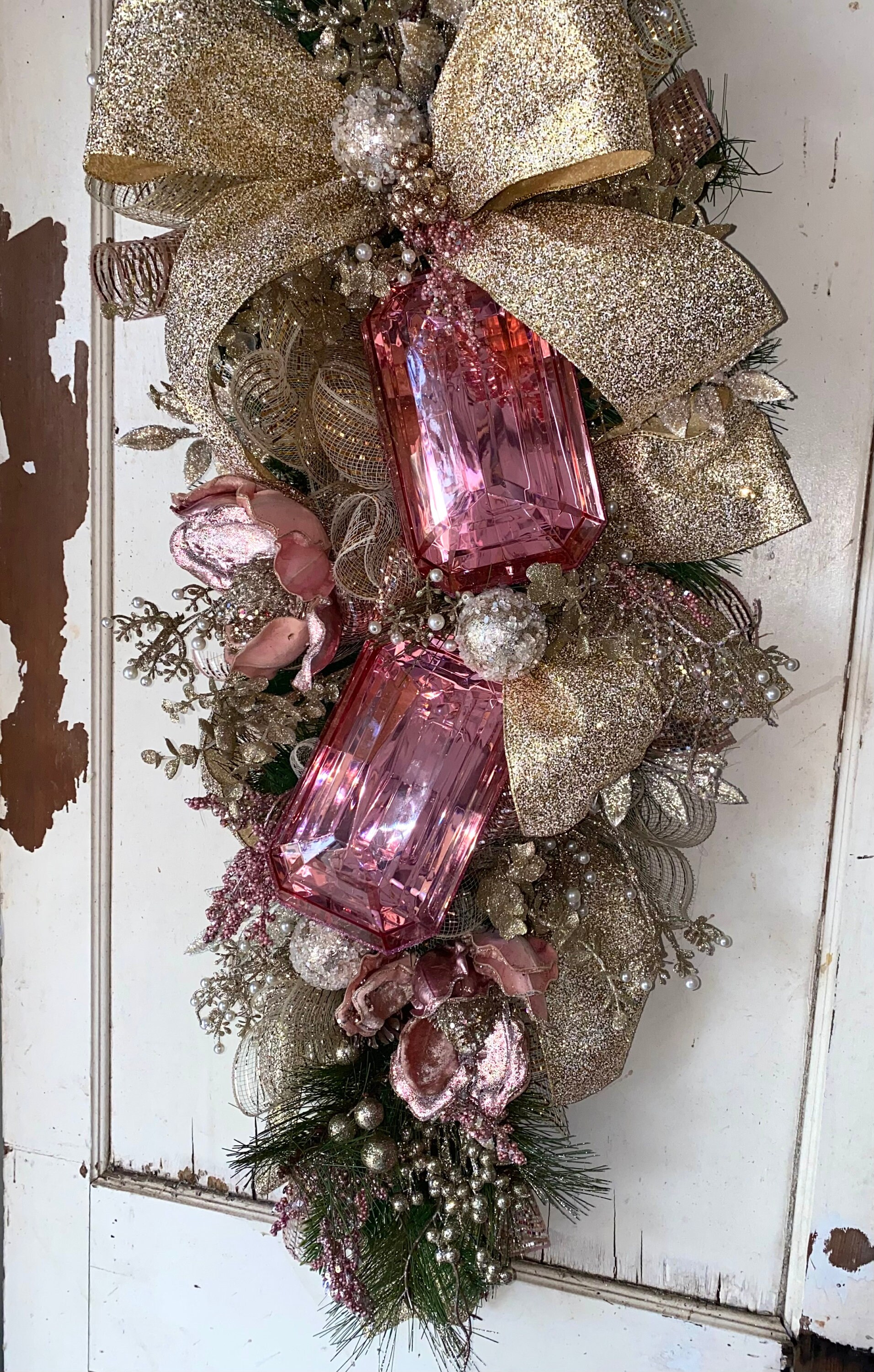 Pink Jewel Swag Jewel Christmas Swag Pink Christmas Wreath - Etsy