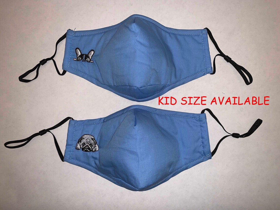 Pug Mask Frenchie Mask Embroidered 4 Layers Face Mask | Etsy